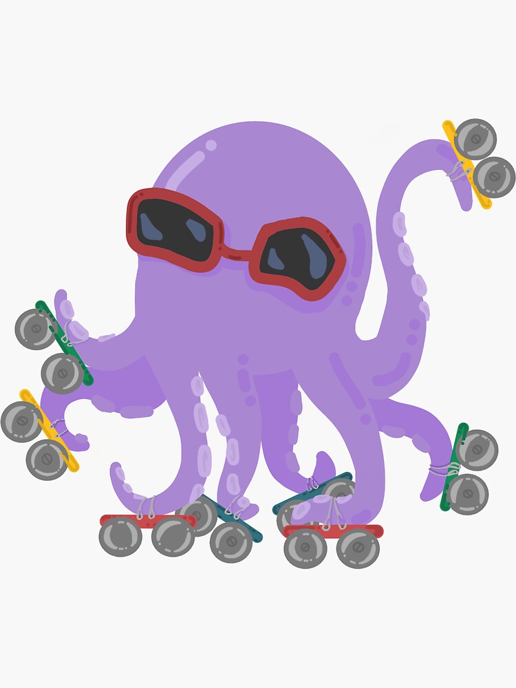 "Octopus on Roller Skates!" Sticker by greymirror | Redbubble