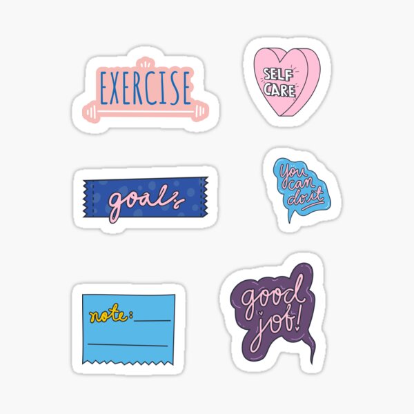 Pegatina «Ejercicio, Autocuidado, Metas, Puedes hacerlo, Nota, ¡Buen ...