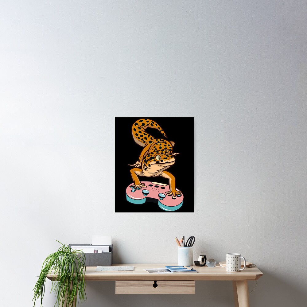 "Leopard Gecko Playing Video Game Lizard Gamers" Poster for Sale by ...