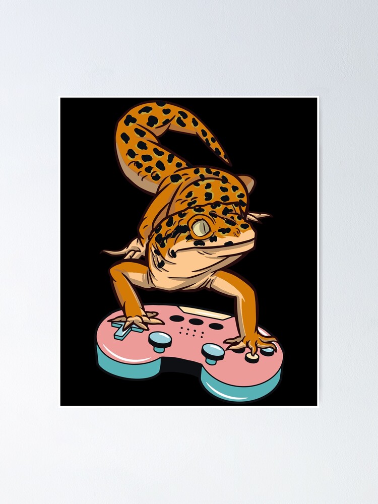 "Leopard Gecko Playing Video Game Lizard Gamers" Poster for Sale by ...