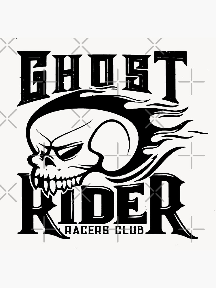 "Skull Emblems of Racing Club and Biker Riders Gang - Ghost Rider Black ...
