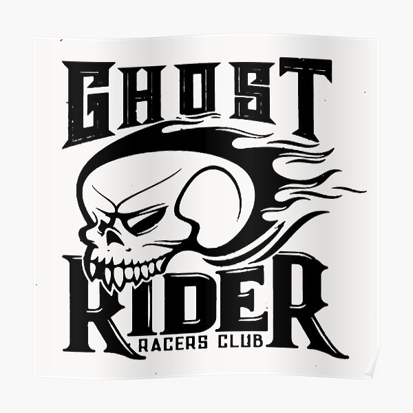 "Skull Emblems of Racing Club and Biker Riders Gang - Ghost Rider Black ...