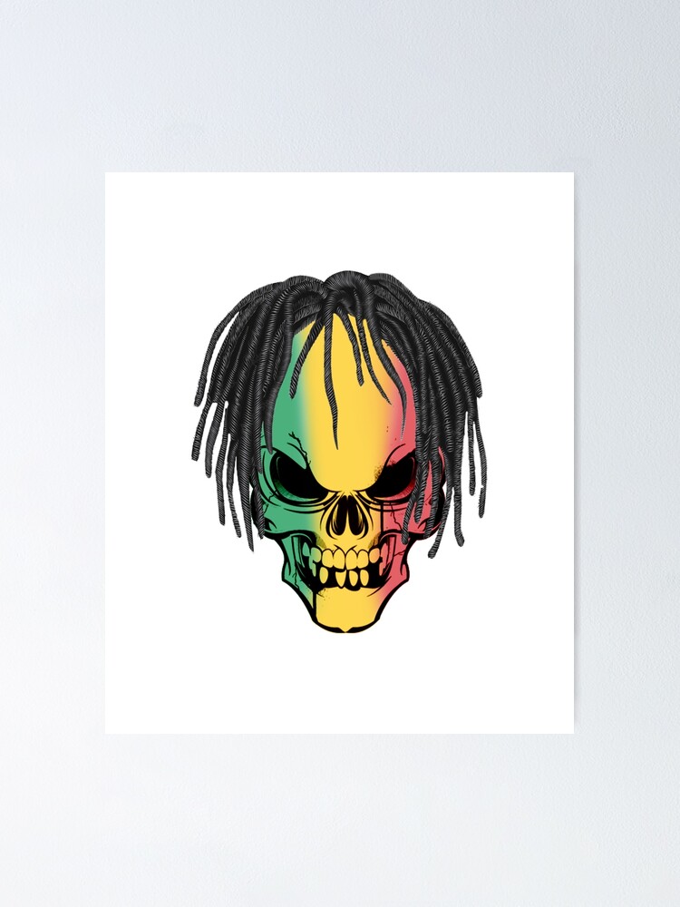 "Skull With Dreadlocks Rastafarian Rasta Jamaica" Poster for Sale by ...