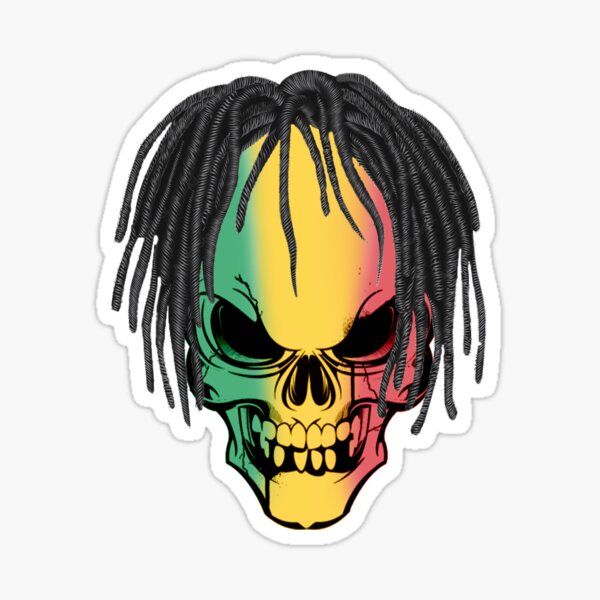 "Skull With Dreadlocks Rastafarian Rasta Jamaica" Sticker for Sale by ...