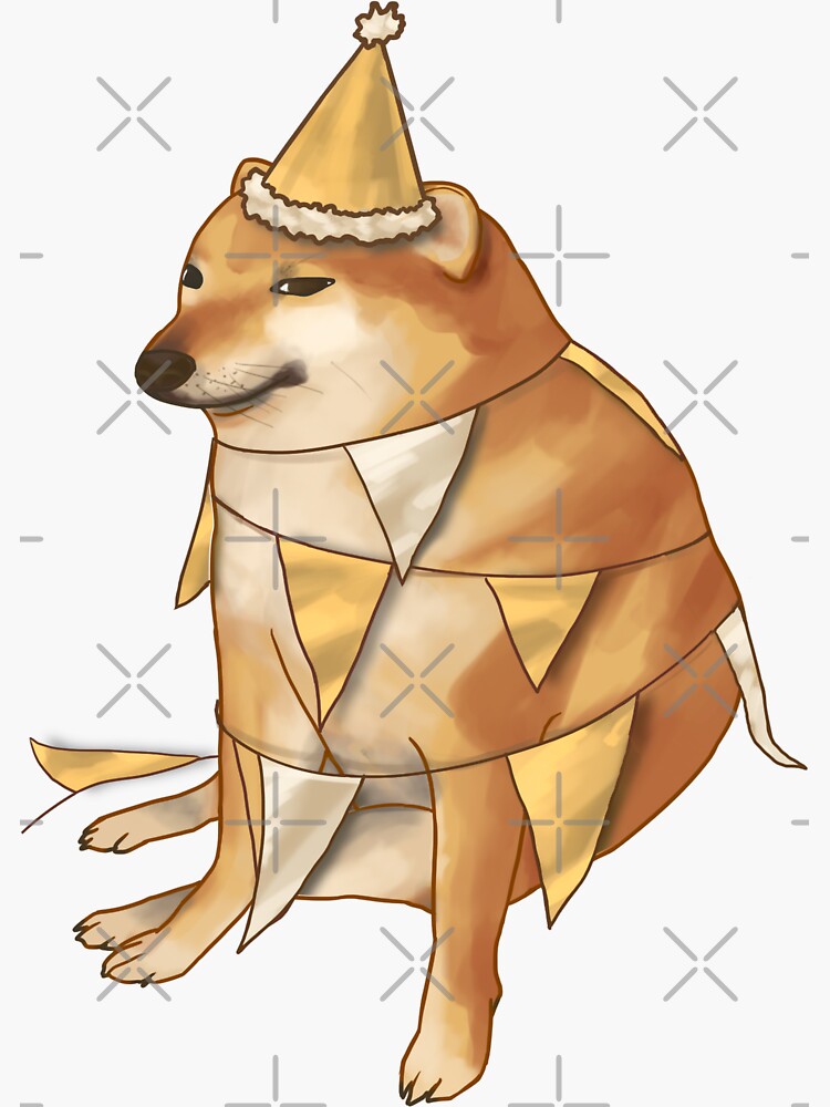 "Cheems new year party dog" Sticker by MemeMayo | Redbubble