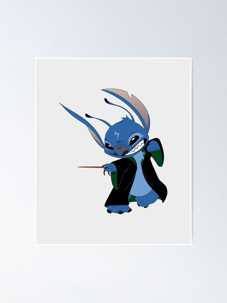 "The Cursed Stitch Wizard with a cute cape and wand Fancy" Poster by ...