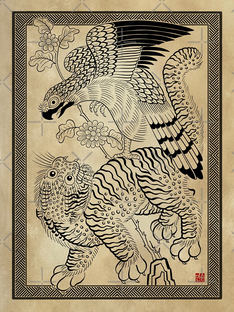 "Tiger and hawk Type1 : Minhwa-Korean traditional/folk art" Sticker for ...