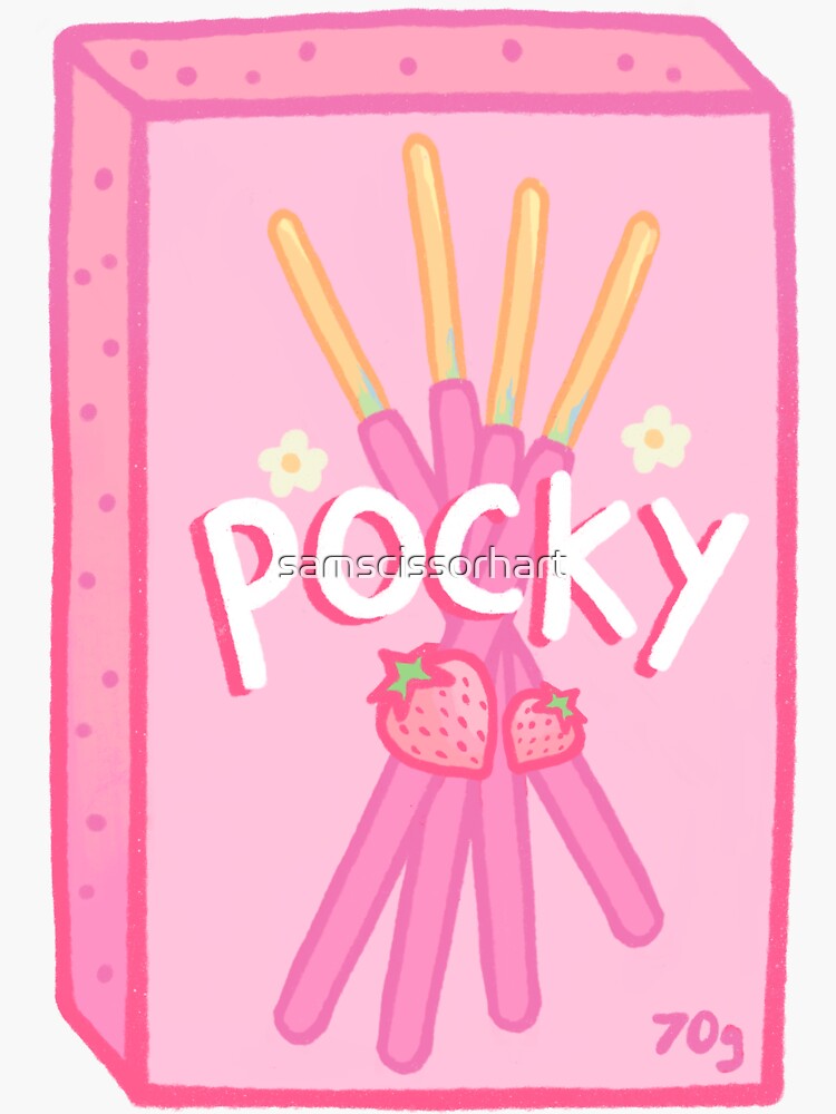 "Sweet Strawberry Pocky" Sticker for Sale by samscissorhart | Redbubble