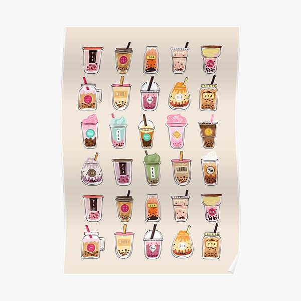 "Assorted Colorful Boba Milk Tea Set 2" Poster for Sale by NiftyTrinket ...