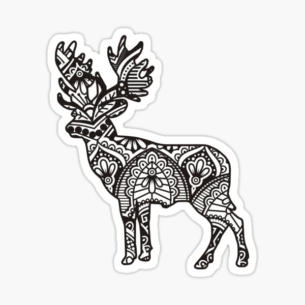 "Stag,mandala line art" Sticker for Sale by dbonz | Redbubble