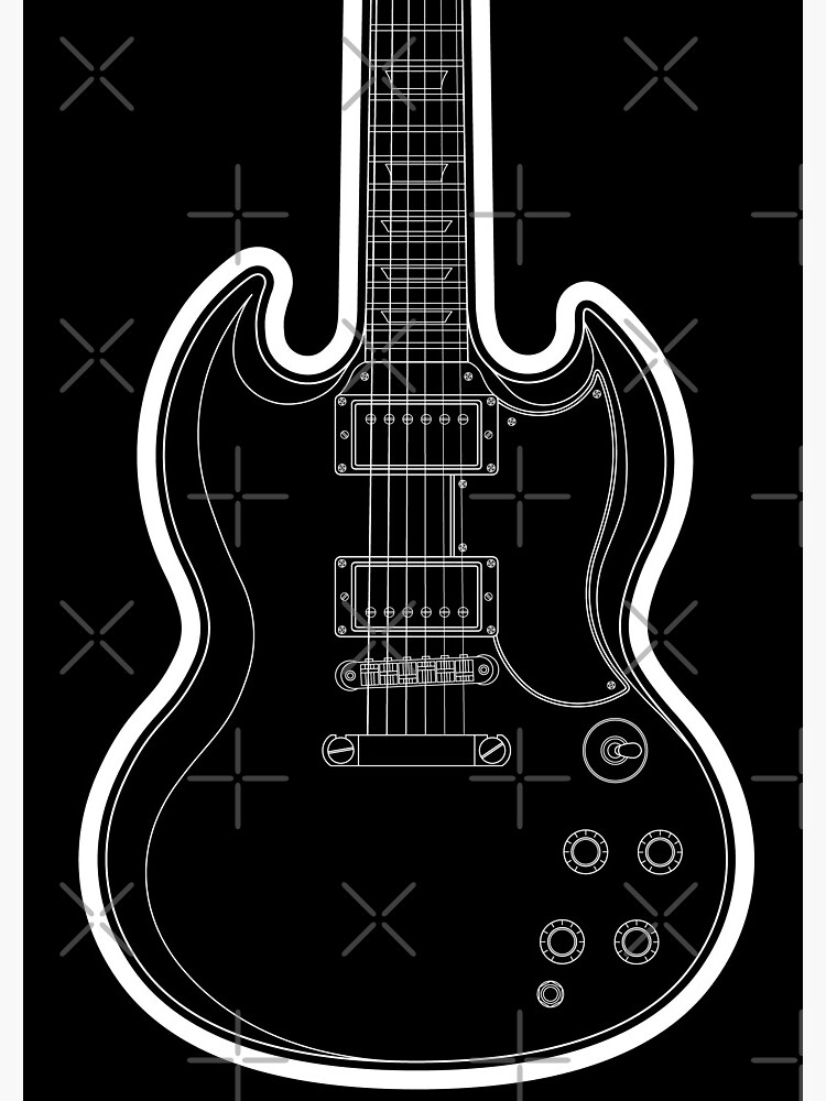 "Gibson SG electric guitar line drawing" Spiral Notebook by KillerRiffs ...