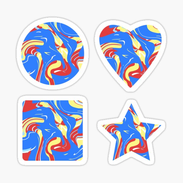 "Abstract Vibrant Red, Yellow, and Blue Liquid Art " Sticker for Sale ...