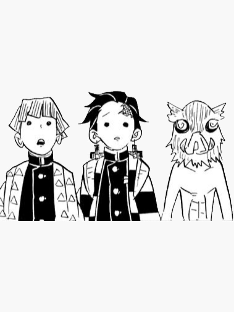 "Zenitsu, Tanjiro, and Inosuke Manga Cap " Sticker by kurapixell ...