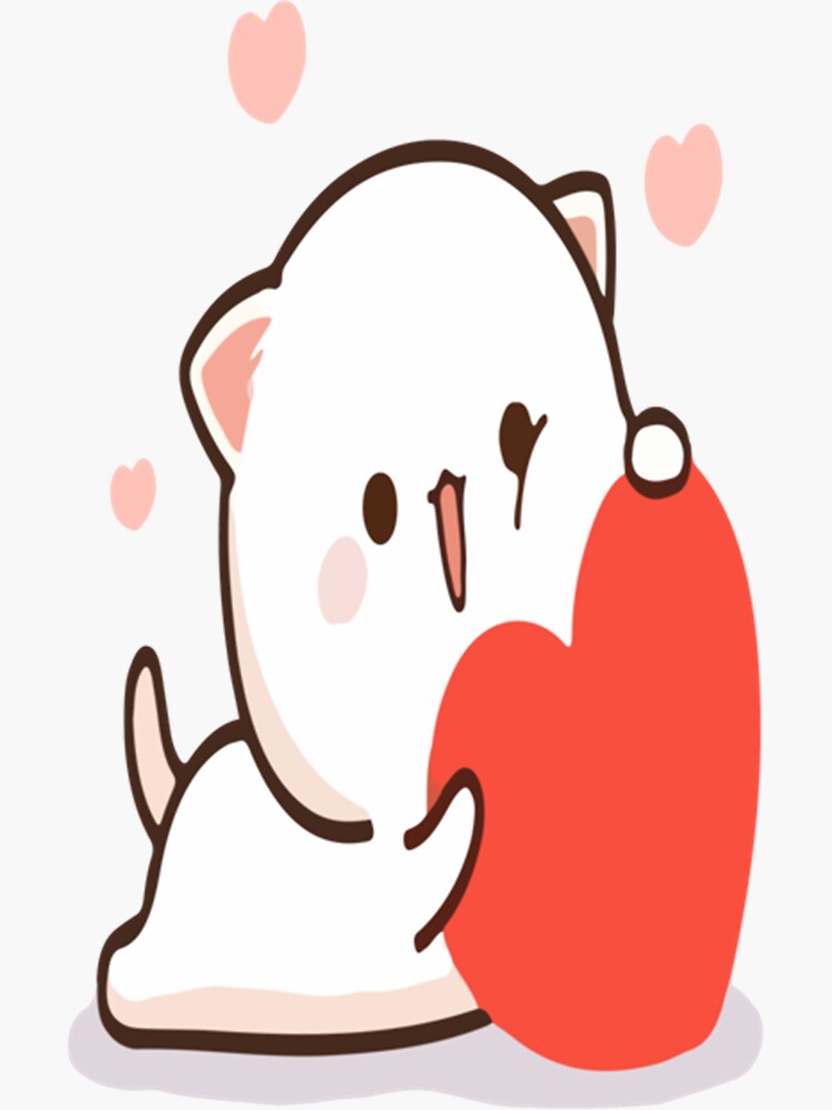 Mochi Mochi Peach Cat Premium Sticker For Sale By Nuiozig Redbubble