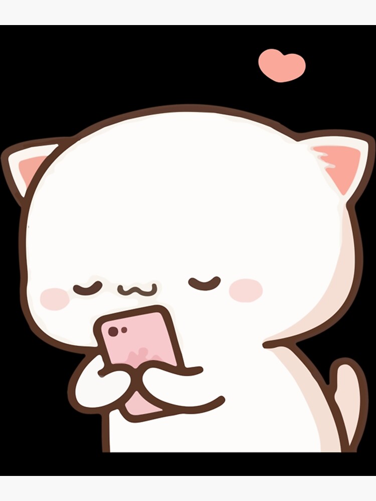 Mochi Mochi Peach Cat With Phone Long Poster For Sale By Nuiozig