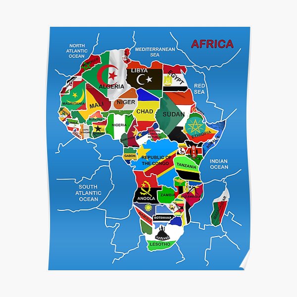 "Africa Map Flags" Poster for Sale by Lizooshop | Redbubble