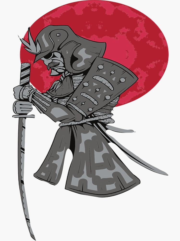 "samurai moon red" Sticker for Sale by SAYBLUS | Redbubble