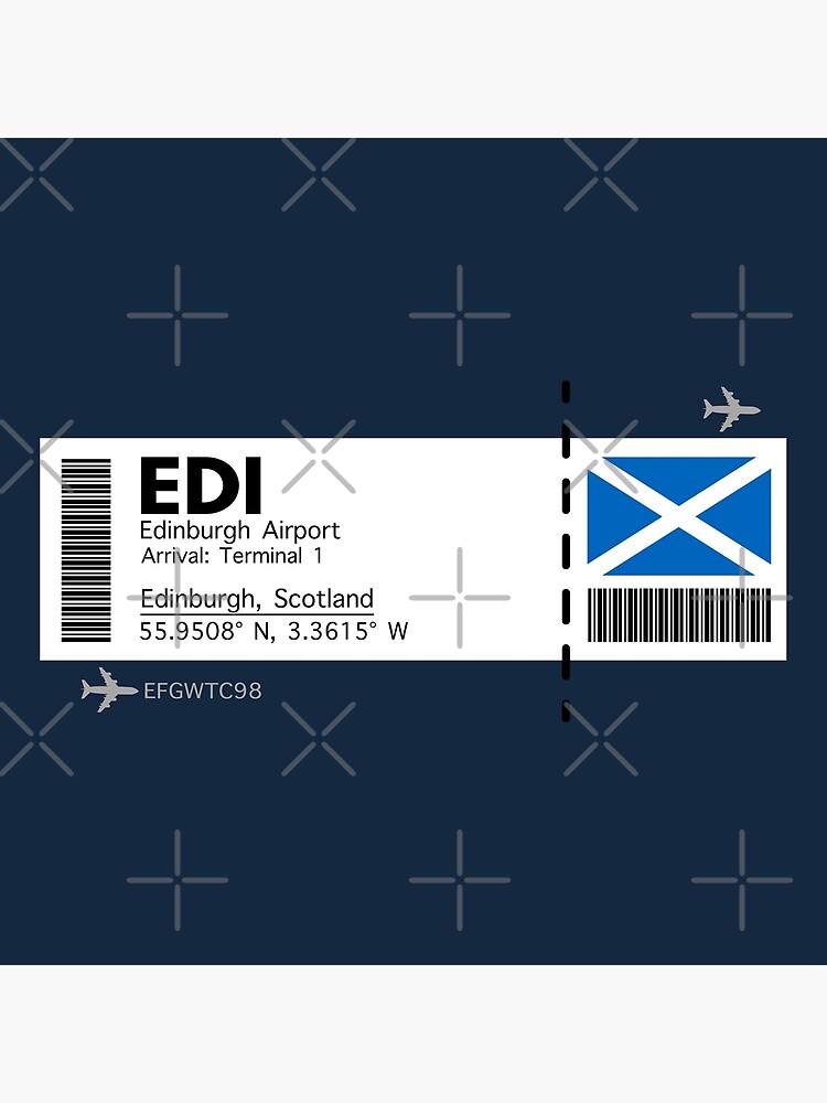 EDI Edinburgh Airport Boarding Pass Ticket Premium Matte Vertical ...