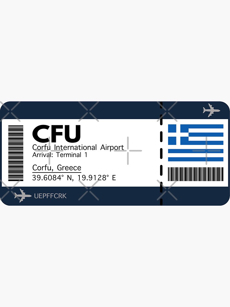 "CFU Corfu International Airport Boarding Pass Ticket" Sticker for Sale ...
