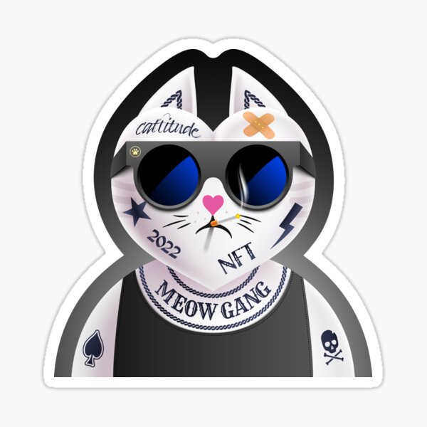 "Meow Gang" Sticker by visklipito | Redbubble