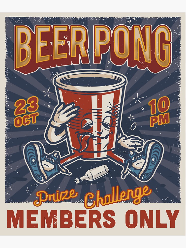 "Beer Pong Rules | Vintage Beer Pong Student Athlete" Sticker by ...