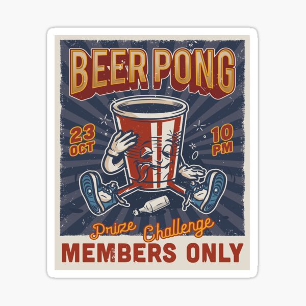 "Beer Pong Rules | Vintage Beer Pong Student Athlete" Sticker by ...