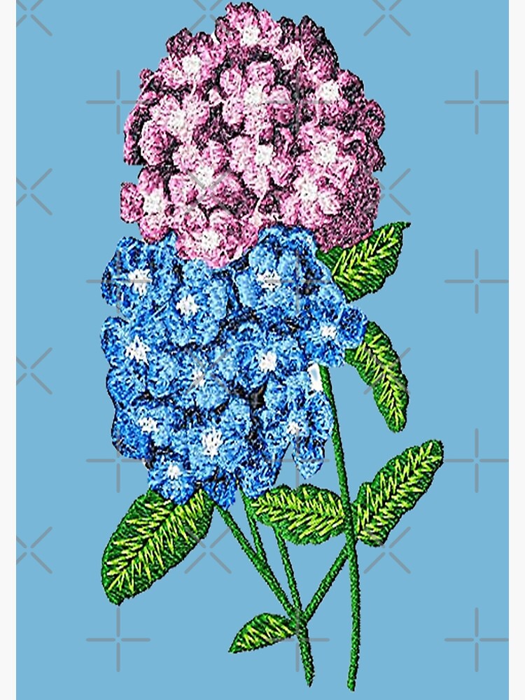 "Machine embroidery, Pink and Blue Hydrangea Design, Aesthetic Floral ...