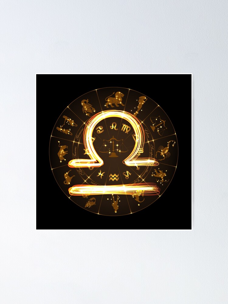 "Gold Horoscope Libra, Gold Zodiac Libra, Golden Astrology Symbol ...