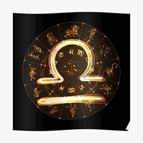 "Gold Horoscope Libra, Gold Zodiac Libra, Golden Astrology Symbol ...
