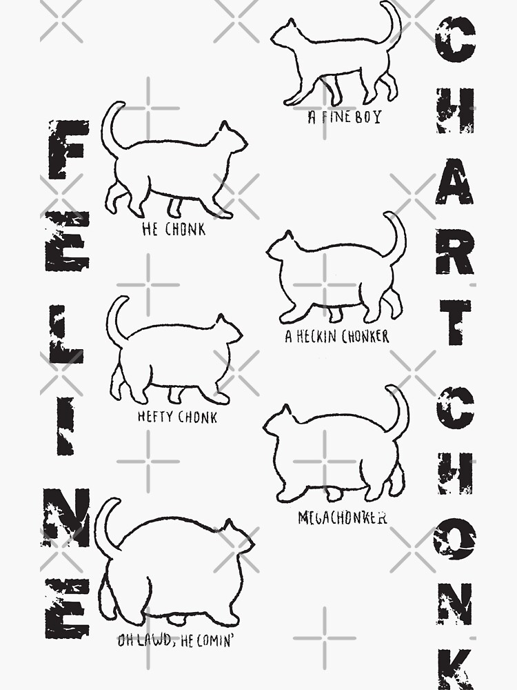 "Feline Chonk Chart Funny Cat Scale Meme Cat Dad Cat Mom" Sticker by ...
