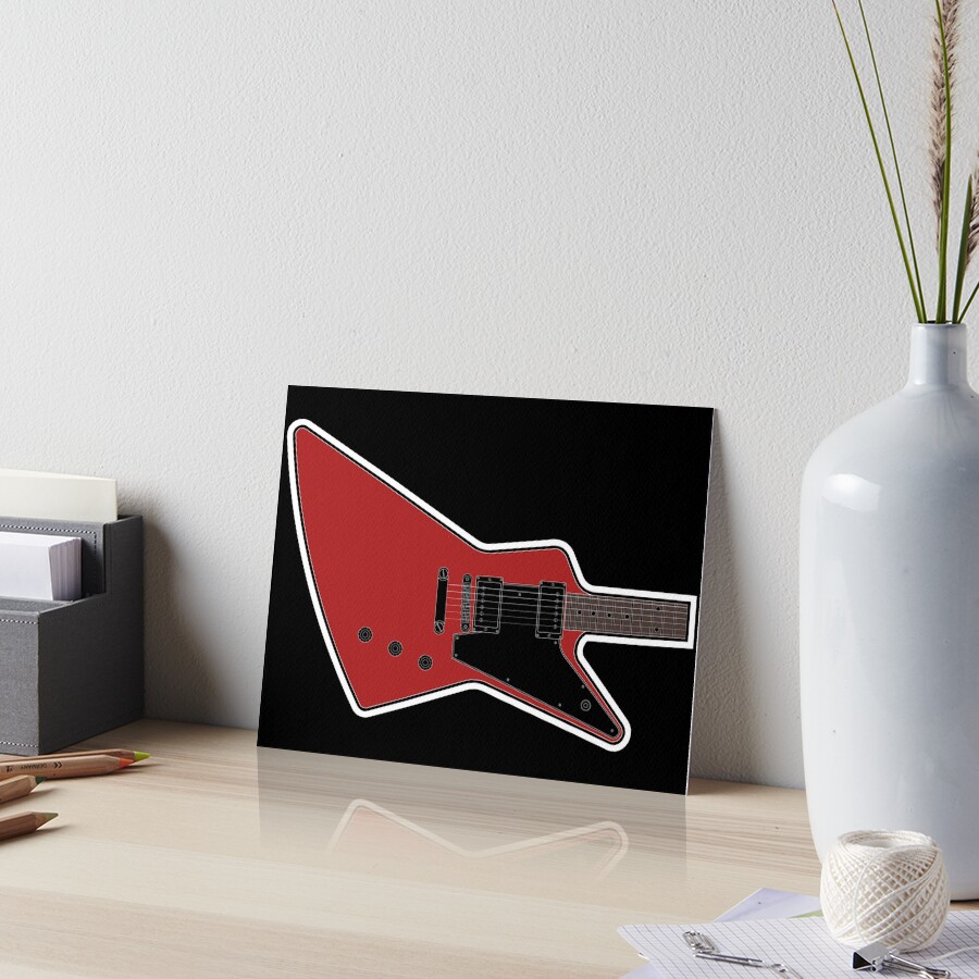 "Gibson Explorer electric guitar colored line drawing" Art Board Print ...
