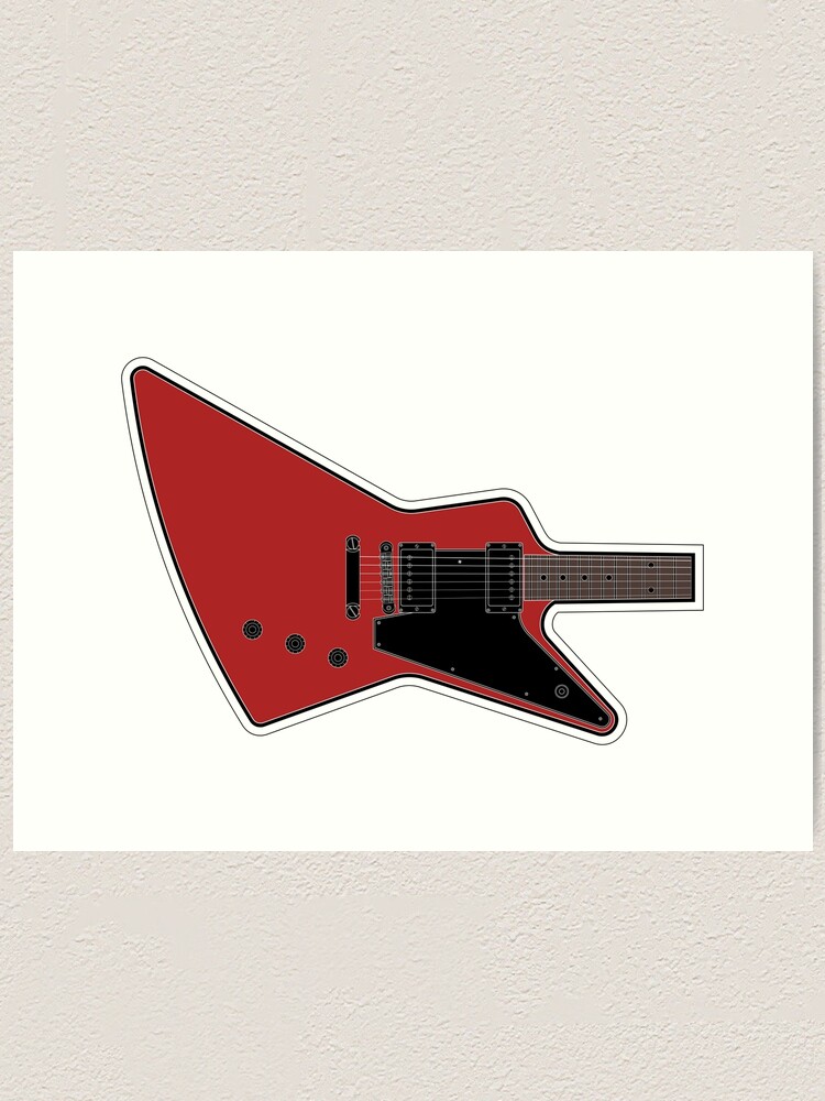 "Gibson Explorer electric guitar colored line drawing" Art Print for ...