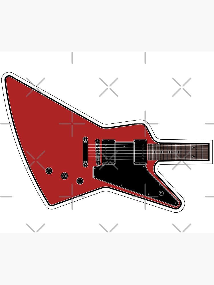 "Gibson Explorer electric guitar colored line drawing" Poster by ...