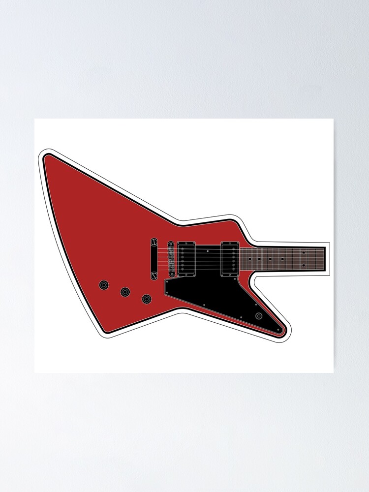 "Gibson Explorer electric guitar colored line drawing" Poster by ...