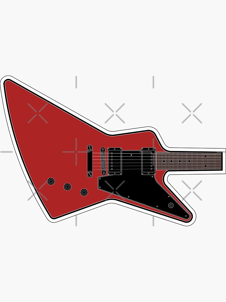 "Gibson Explorer electric guitar colored line drawing" Sticker for Sale ...