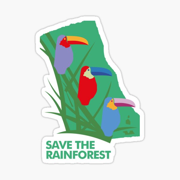 "Three Can Save The Rainforest" Sticker by DRAGONSINC | Redbubble