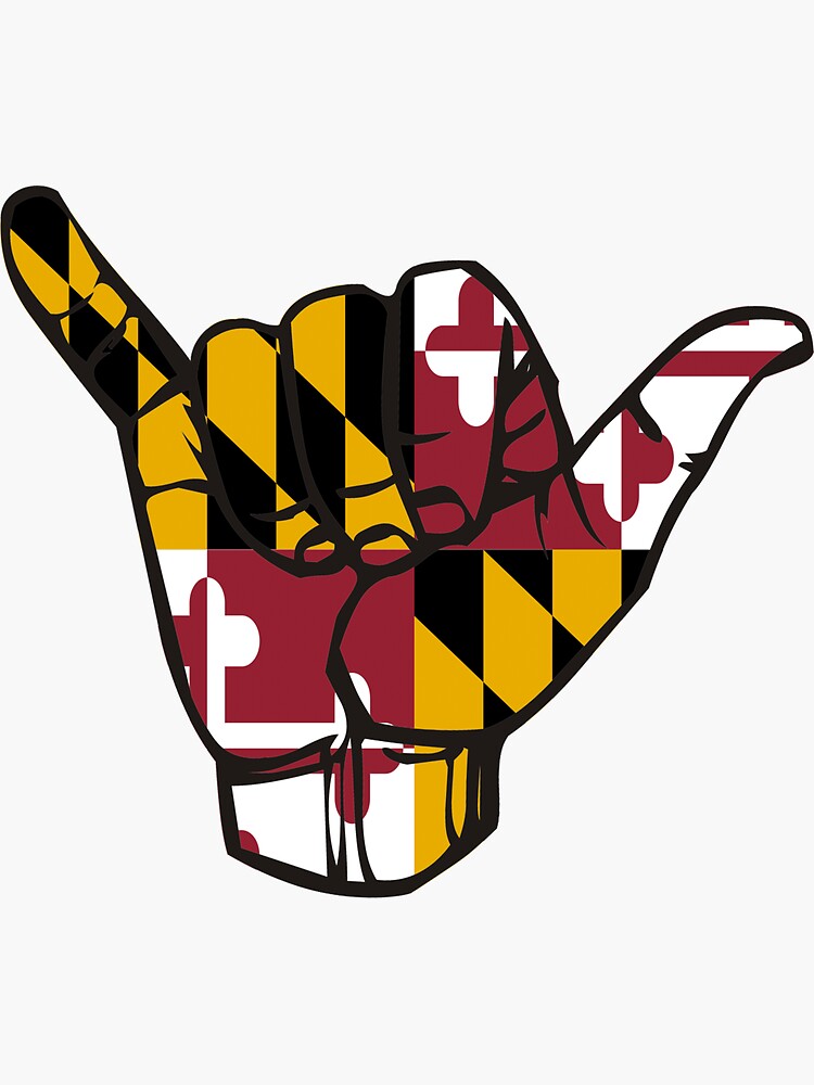 "Shaka hand with MD flag" Sticker for Sale by ldeitch | Redbubble