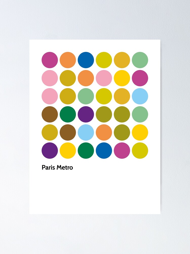 Póster «Las líneas de metro de París viajan en el mapa del póster ...