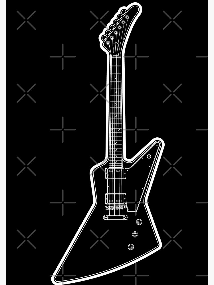 "Gibson Explorer full-body electric guitar line drawing" Spiral ...