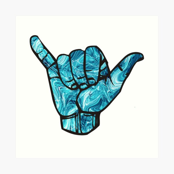 "Shaka hand blue marble pattern" Art Print for Sale by ldeitch | Redbubble