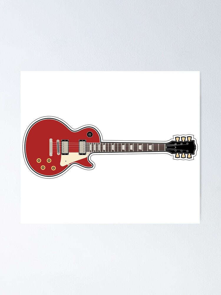 "Gibson Les Paul full-body electric guitar colored line drawing" Poster ...