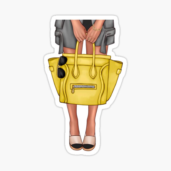 "Cute And Trendy Fashionista Girl With Yellow Handbag" Sticker by ...