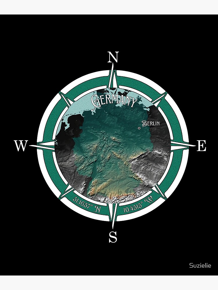 "Germany Compass Map" Poster for Sale by Suzielie | Redbubble