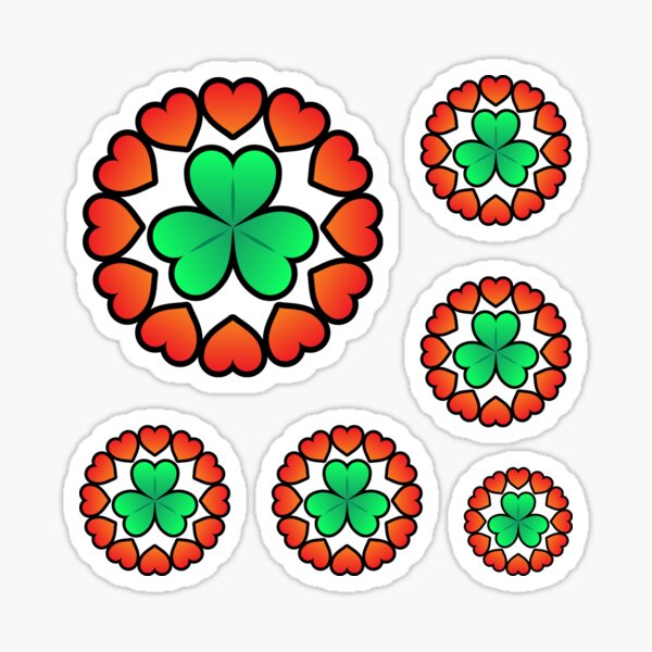 "Clover and red hearts 2 - Pack" Sticker by Jed-Lan | Redbubble