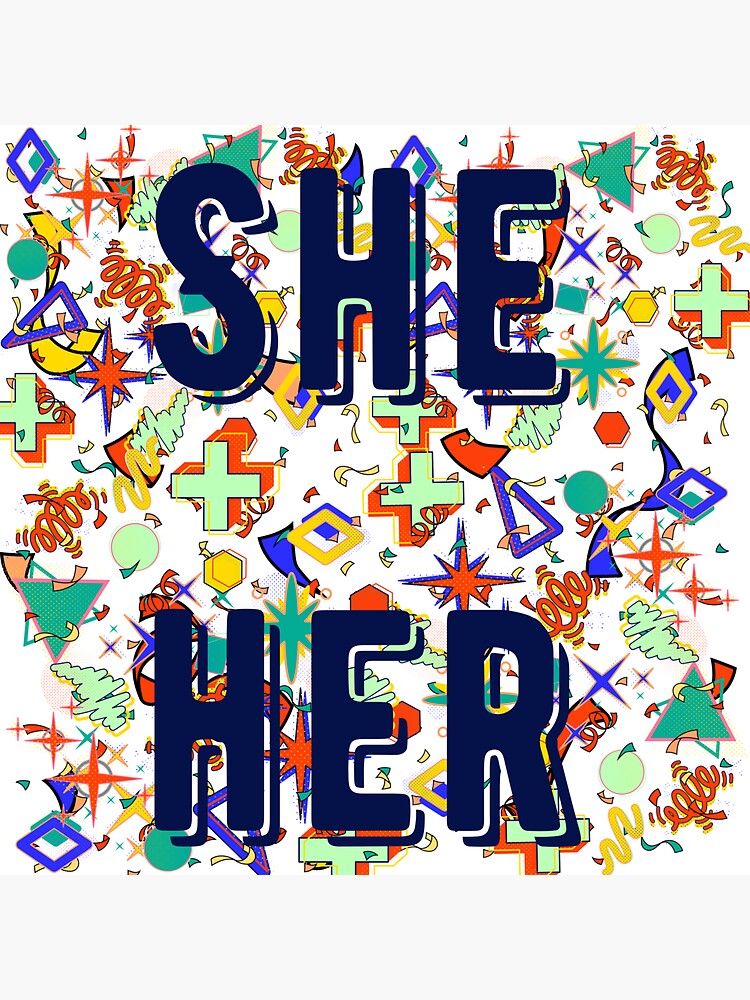 "light retro 90s pronoun design she/her" Sticker for Sale by janeme ...