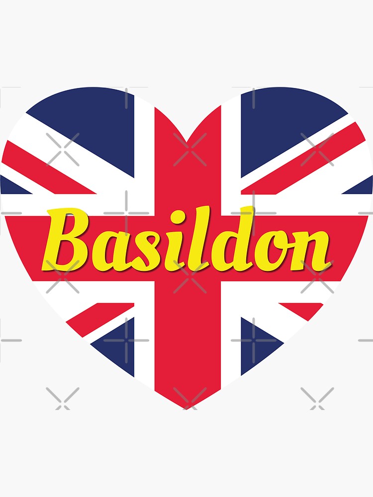 "Basildon Essex England British Union Flag Heart (White)" Sticker by ...