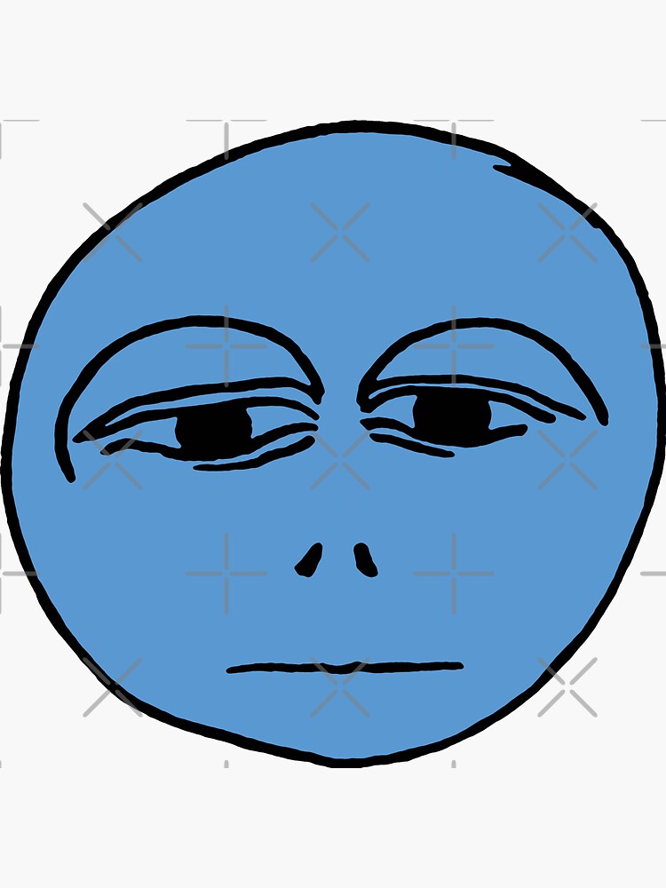 "A blue, sad face." Sticker by Luggnagg | Redbubble