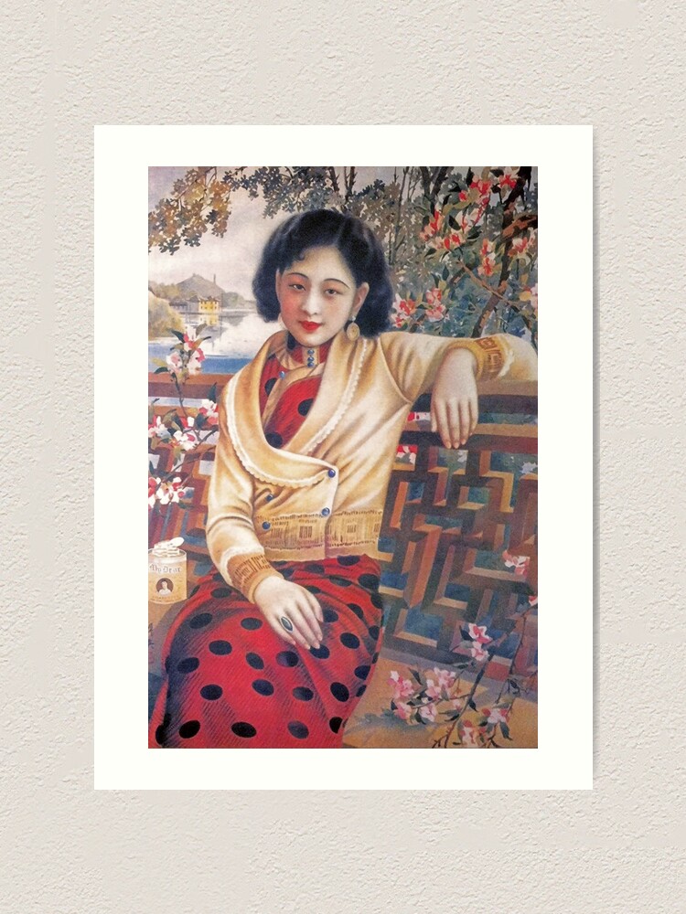 "Vintage Chinese girl in a red dress" Art Print for Sale by Ittele ...