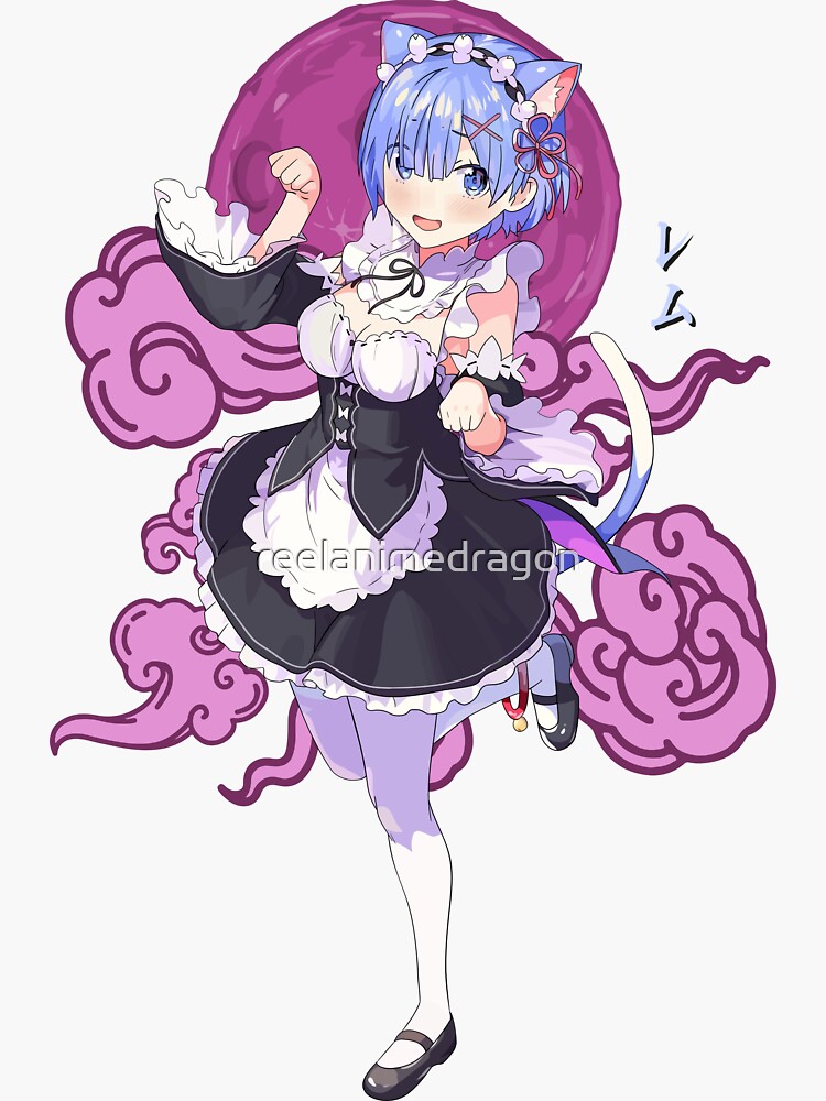 "Rem Neko - Re Zero" Sticker by reelanimedragon | Redbubble