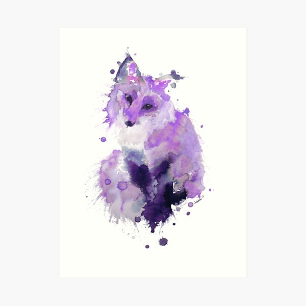 "Pastel Purple Watercolour Fox" Art Print for Sale by cornchip9 | Redbubble
